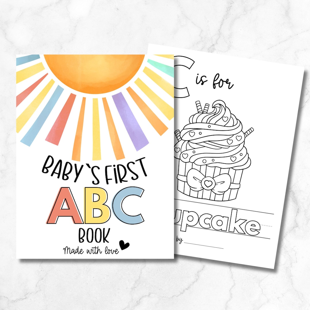 ABC Baby Shower Coloring Book: Guest Book Alternative (PDF Printable ...
