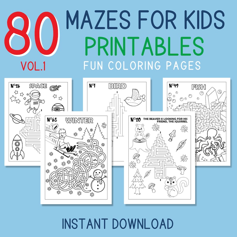 240 Bundle Mazes to Print for Kids With Solutions, Fun Activities and ...