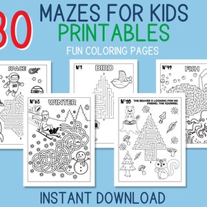 80 Mazes to Print for Kids With Solutions Fun Activities and - Etsy