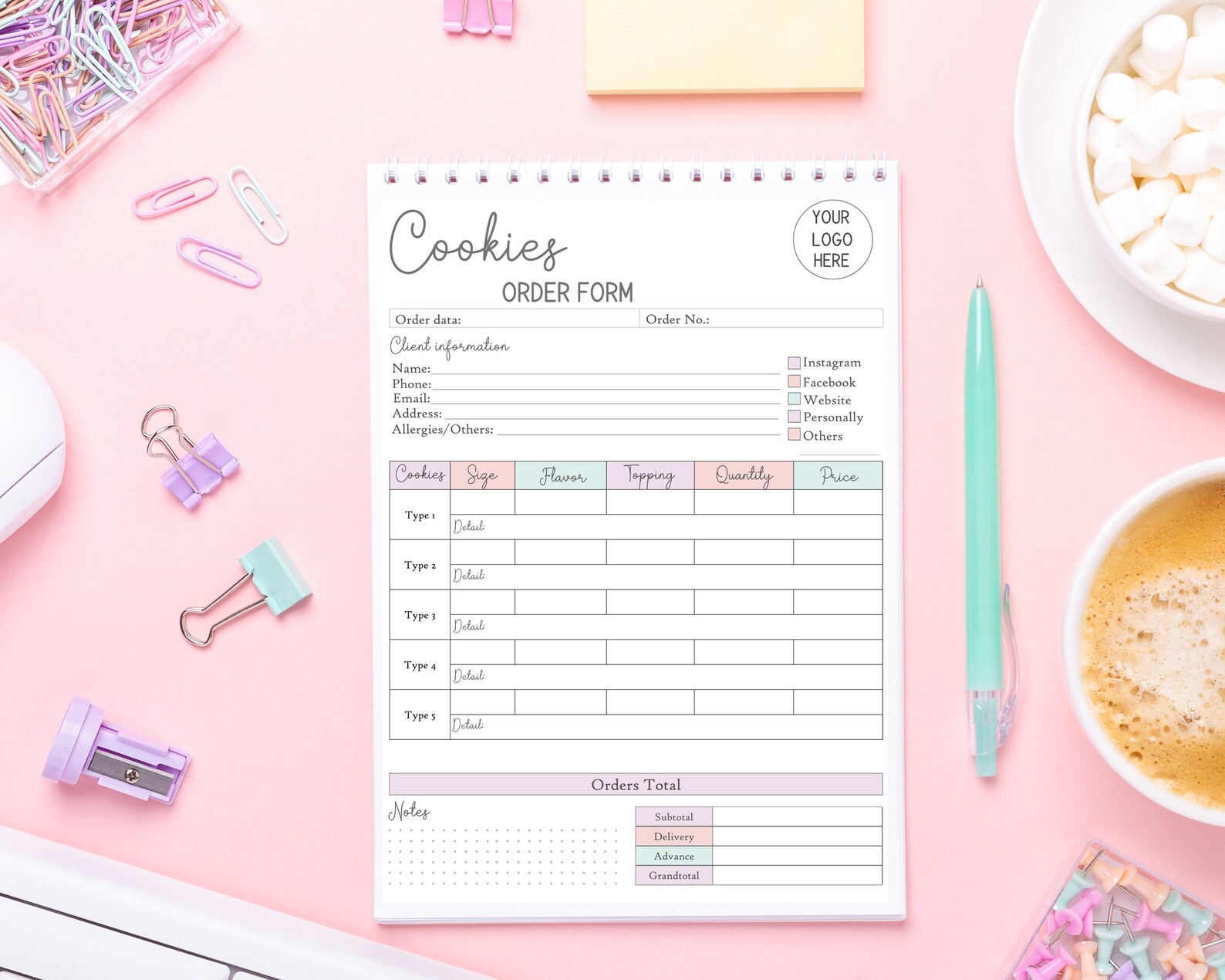 Printable Cookies Order Form, Ideal for Home-based Cookie Business ...