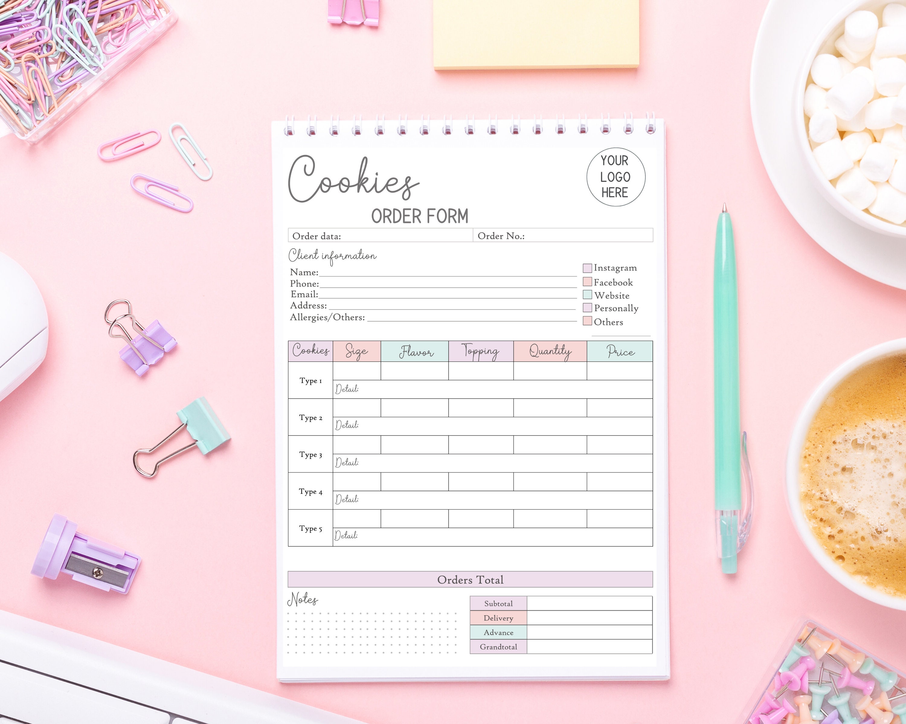 Printable Cookies Order Form, Ideal for Home-based Cookie Business ...