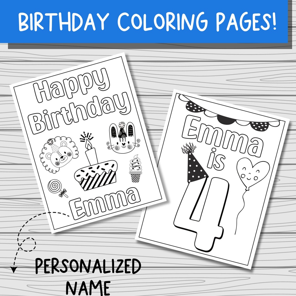 Printable Personalized Birthday Coloring Sheets, Custom Happy Birthday ...