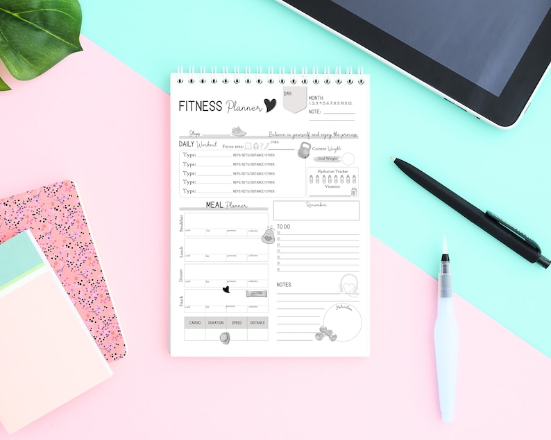 Printable Fitness Daily Goal Planner, Workout Exercises Log, Health ...