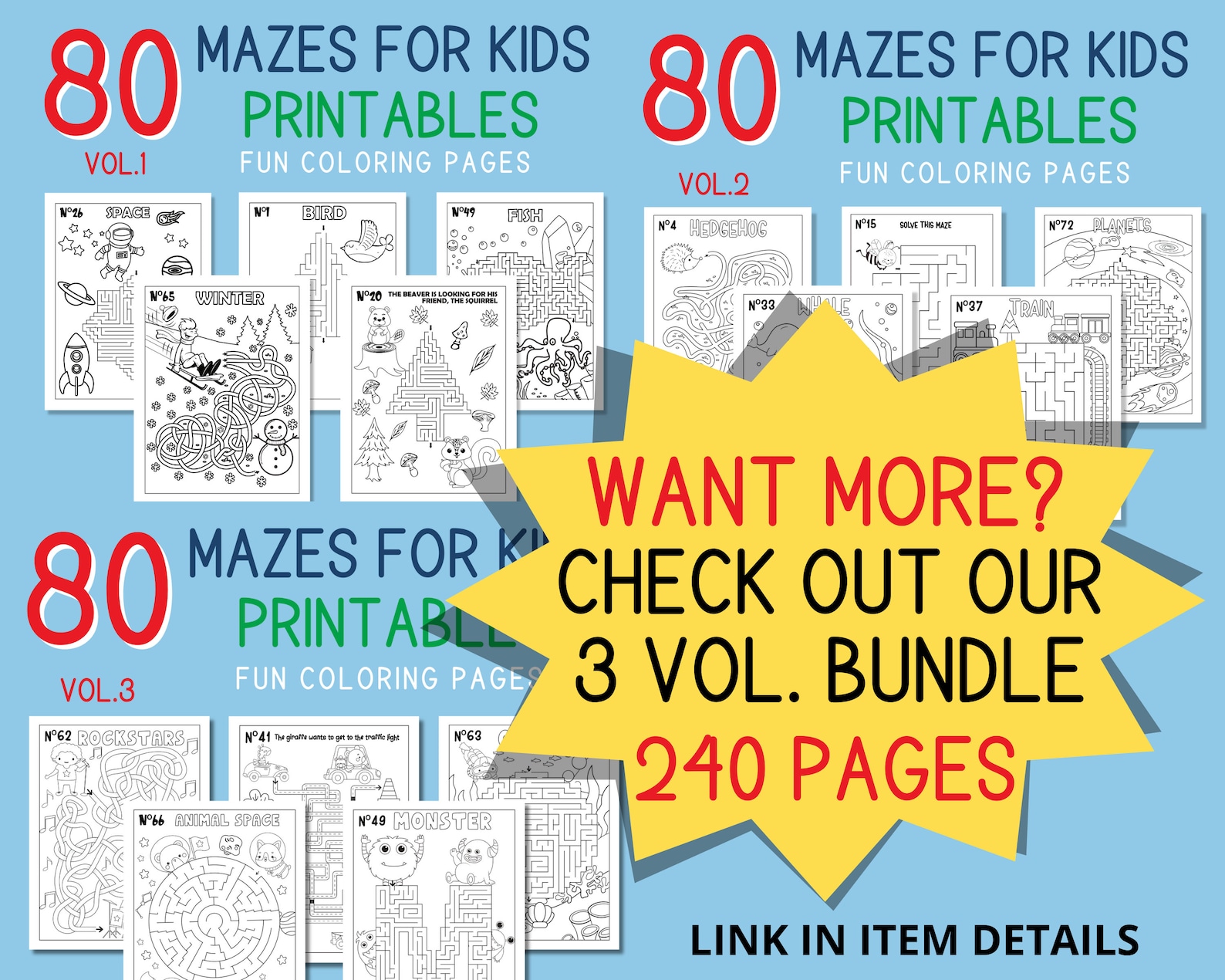 80 Mazes to Print for Kids With Solutions,fun Activities and Coloring ...