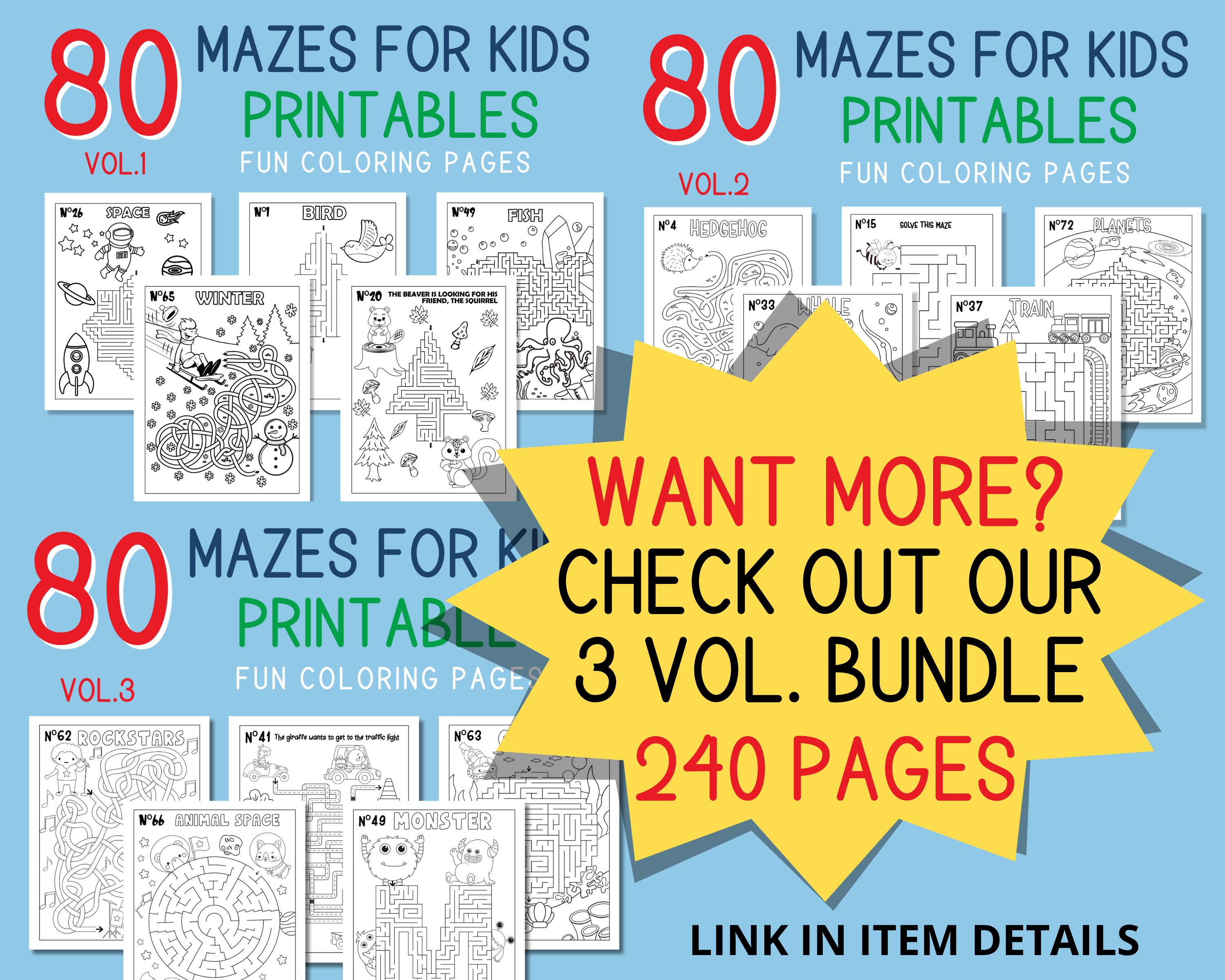 80 Mazes to Print for Kids With Solutions,fun Activities and Coloring ...