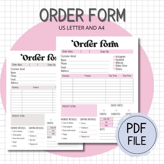 Purple Printable Order Forms 100% Editable Order Form Template | Craft