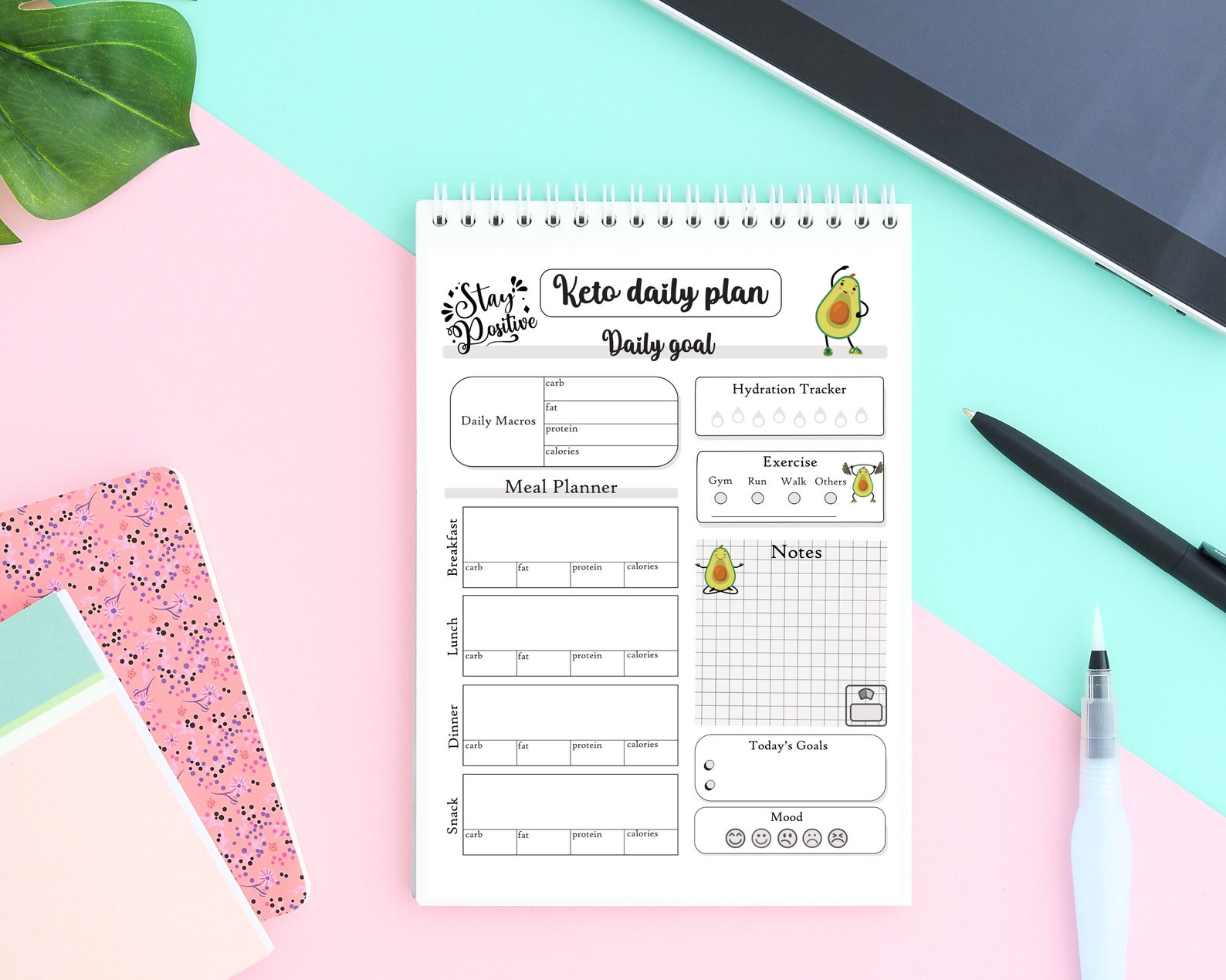 Printable Keto Daily Plan , Macros & Meal Tracking Log Ketogenic Diet ...