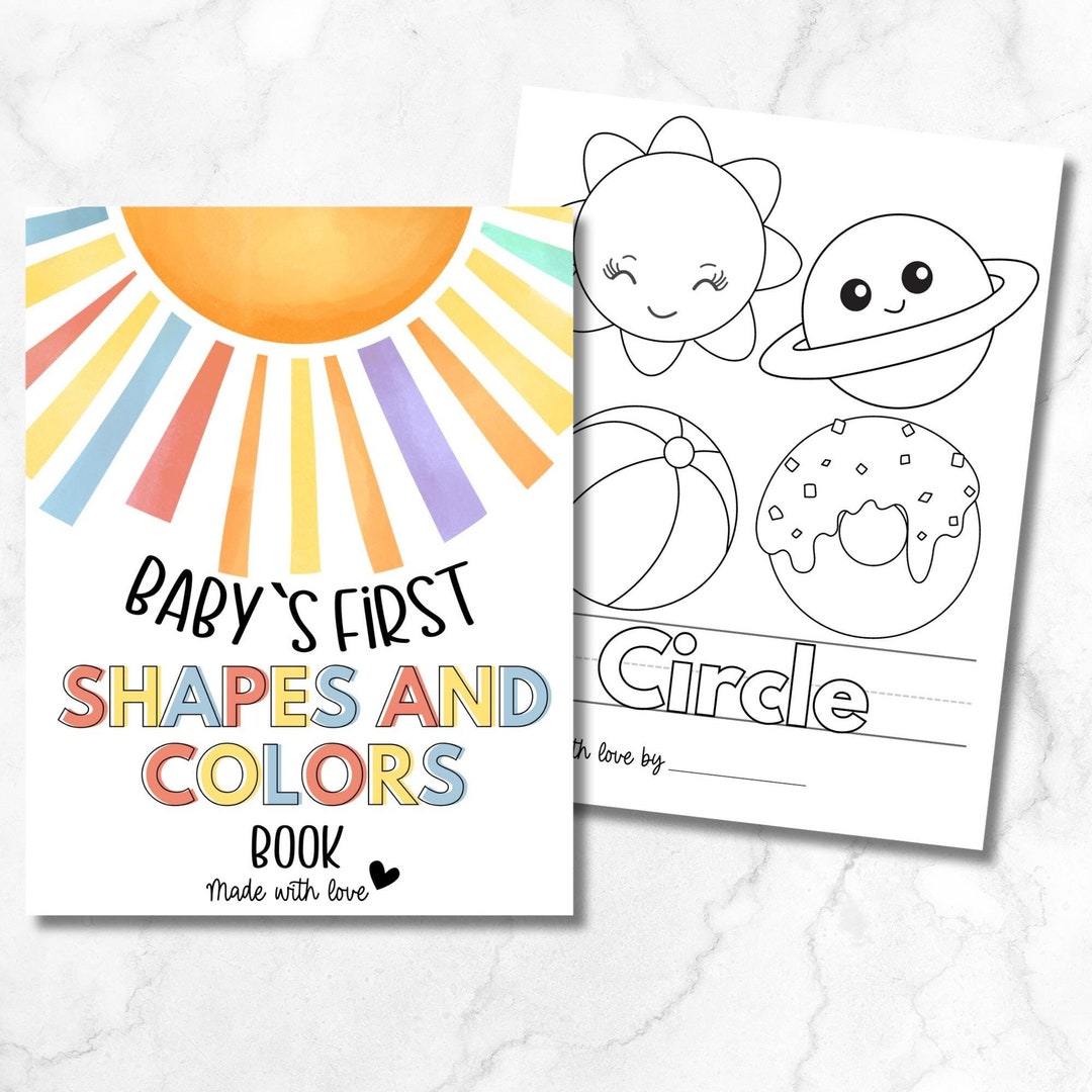 Baby Shower Coloring Book: Shapes & Colors Guest Book (PDF Printable ...