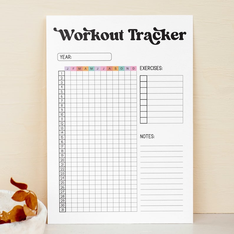 2025 Printable Fitness Workout Tracker, Exercise Tracker, Coloring ...