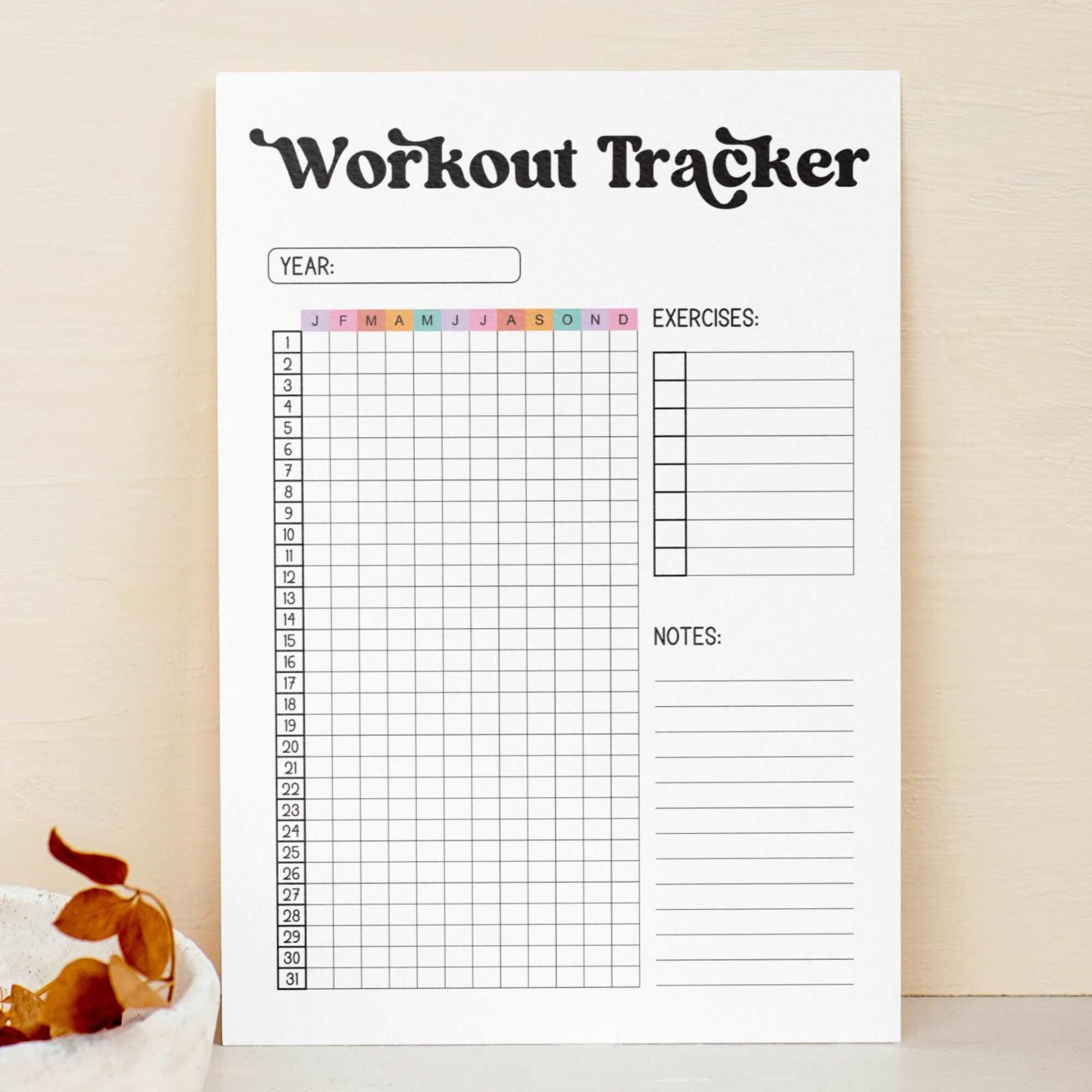 2025 Printable Fitness Workout Tracker, Exercise Tracker, Coloring ...