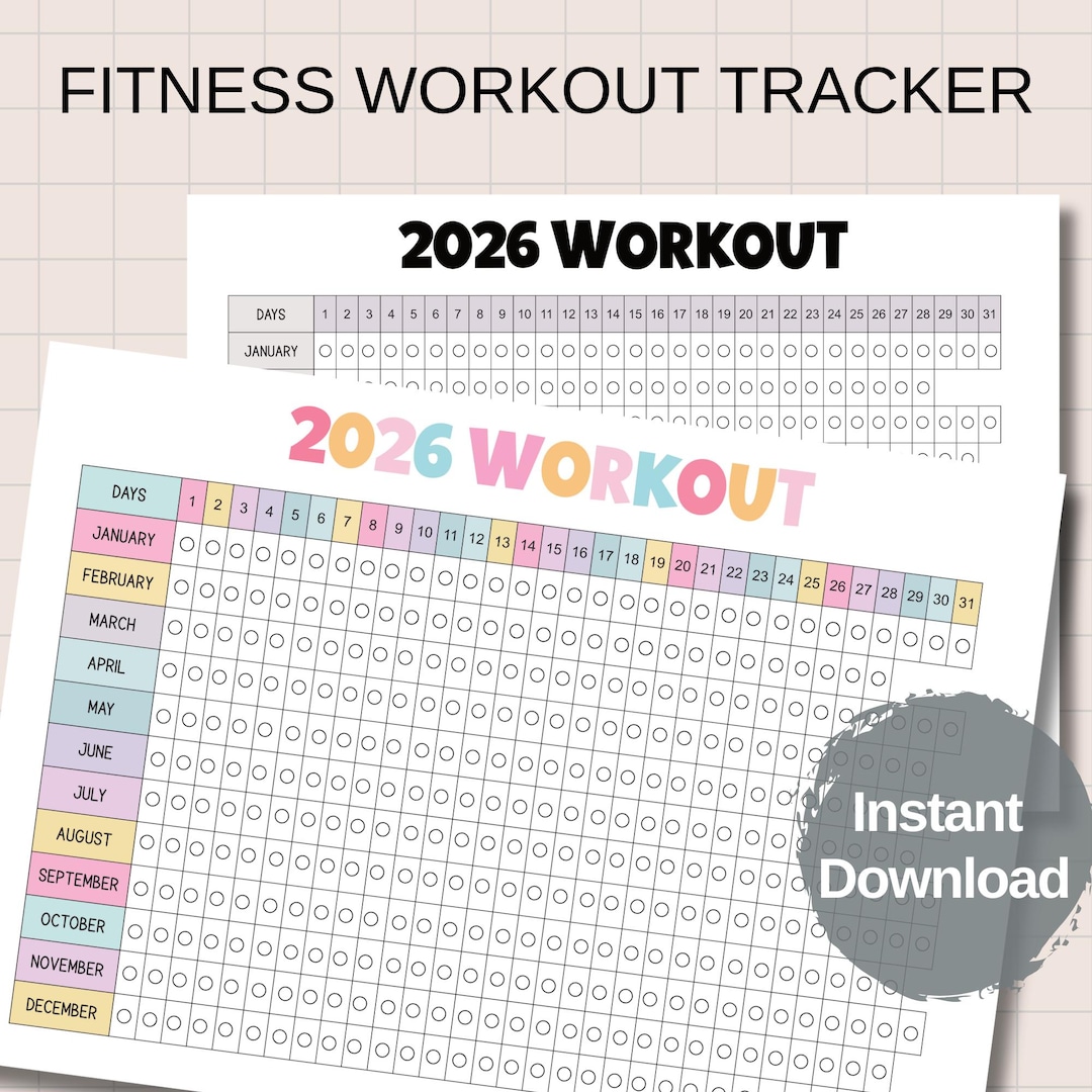 2026 Workout Tracker Printable, Fitness Calendar, Exercise Planner ...