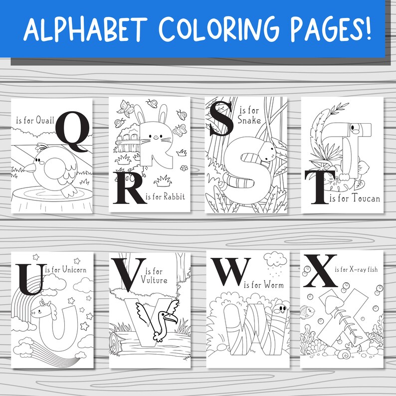 Printable Animals Alphabet Coloring Book for Kids Fun and Educational ...