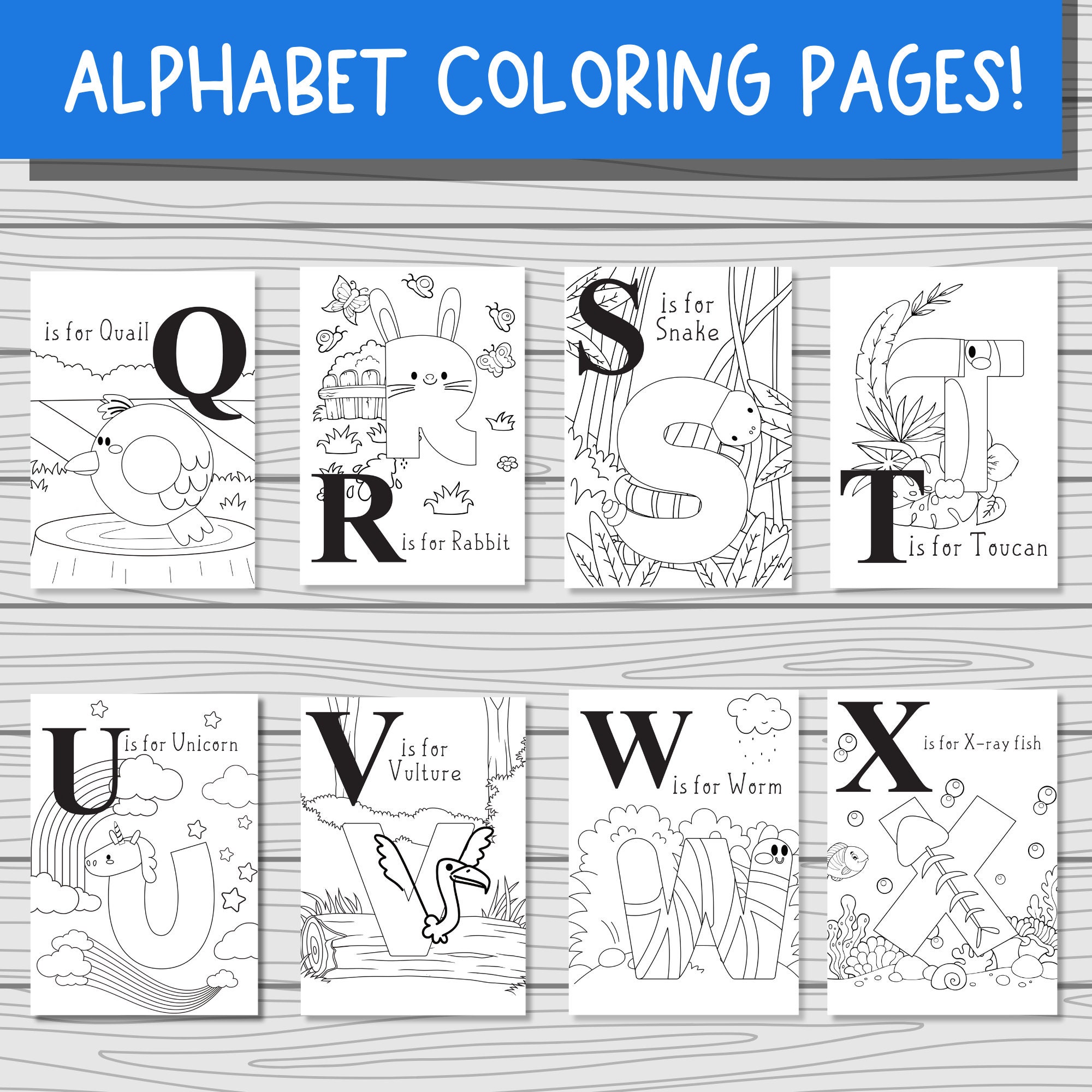 Printable Animals Alphabet Coloring Book for Kids Fun and Educational ...