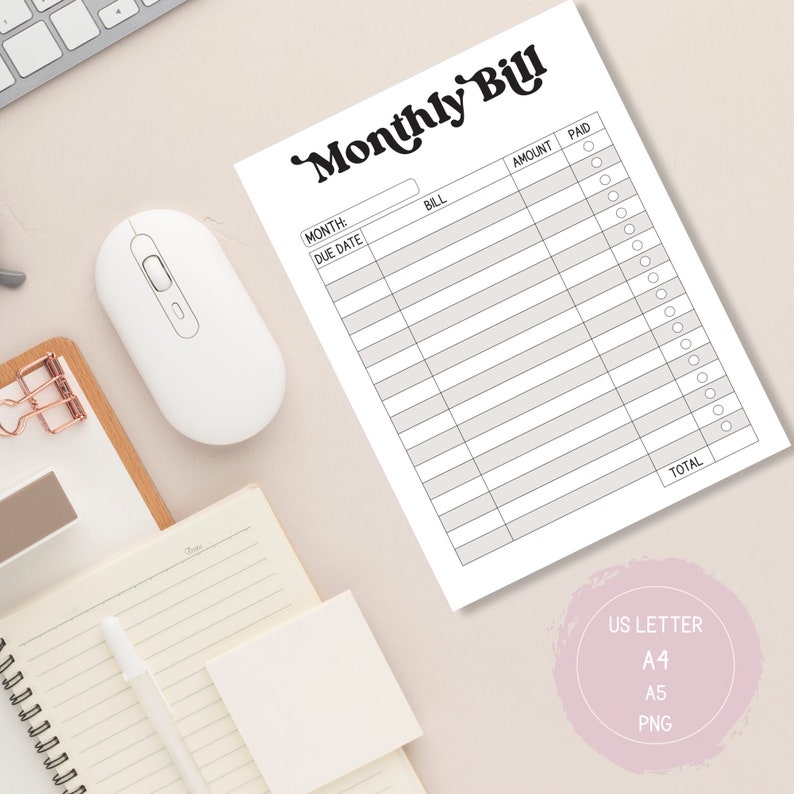 Monthly Bill Tracker Printable, Bill Pay Checklist Organizer, Utility ...