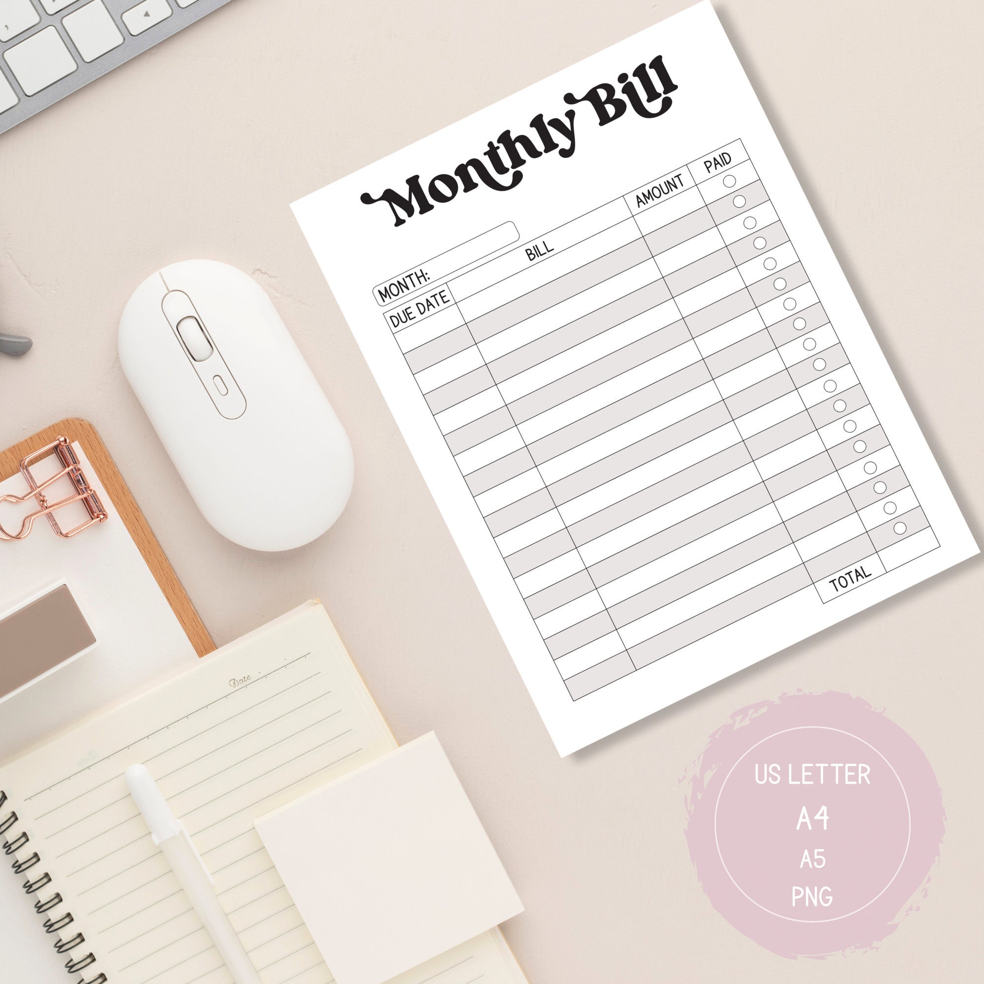 Monthly Bill Tracker Printable, Bill Pay Checklist Organizer, Utility ...