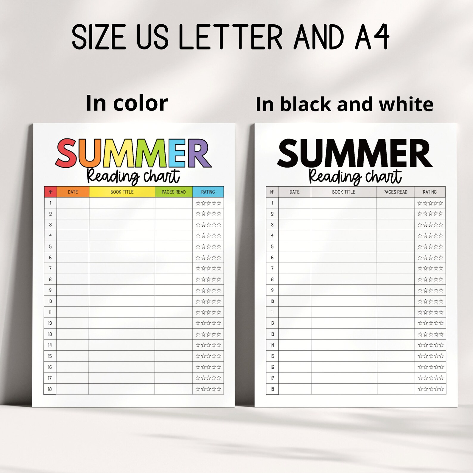 Summer Reading Chart for Kids: Printable Tracker Challenge (PDF ...