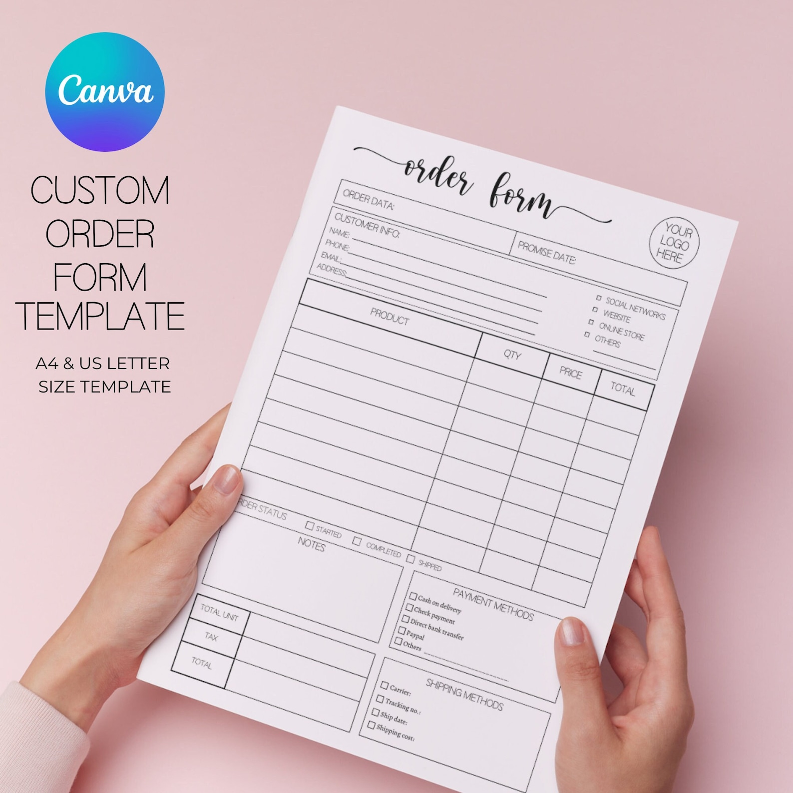 Editable Order Form Template for Small Businesses Keep Track of Your ...