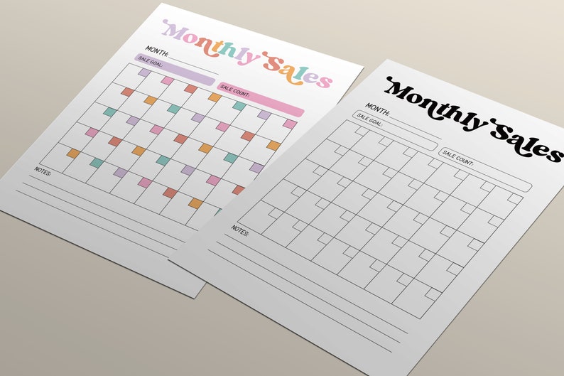 Printable Monthly Sales Tracker Calendar: Small Business Sales Log ...