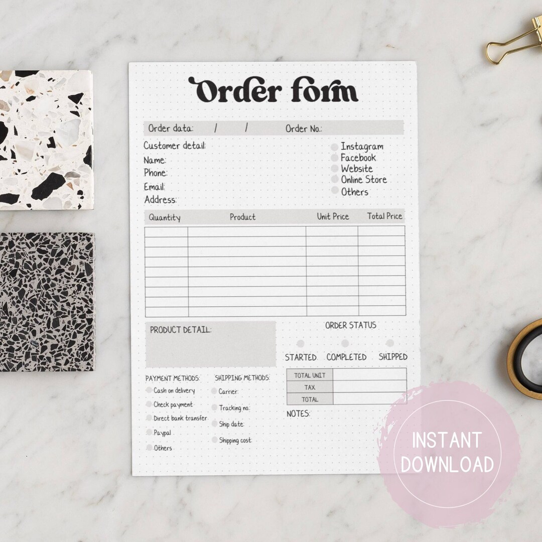 Printable Order Form for Small Businesses Keep Track of Your Customer ...