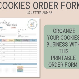 Printable Cookies Order Form Ideal for Home-based Cookie - Etsy