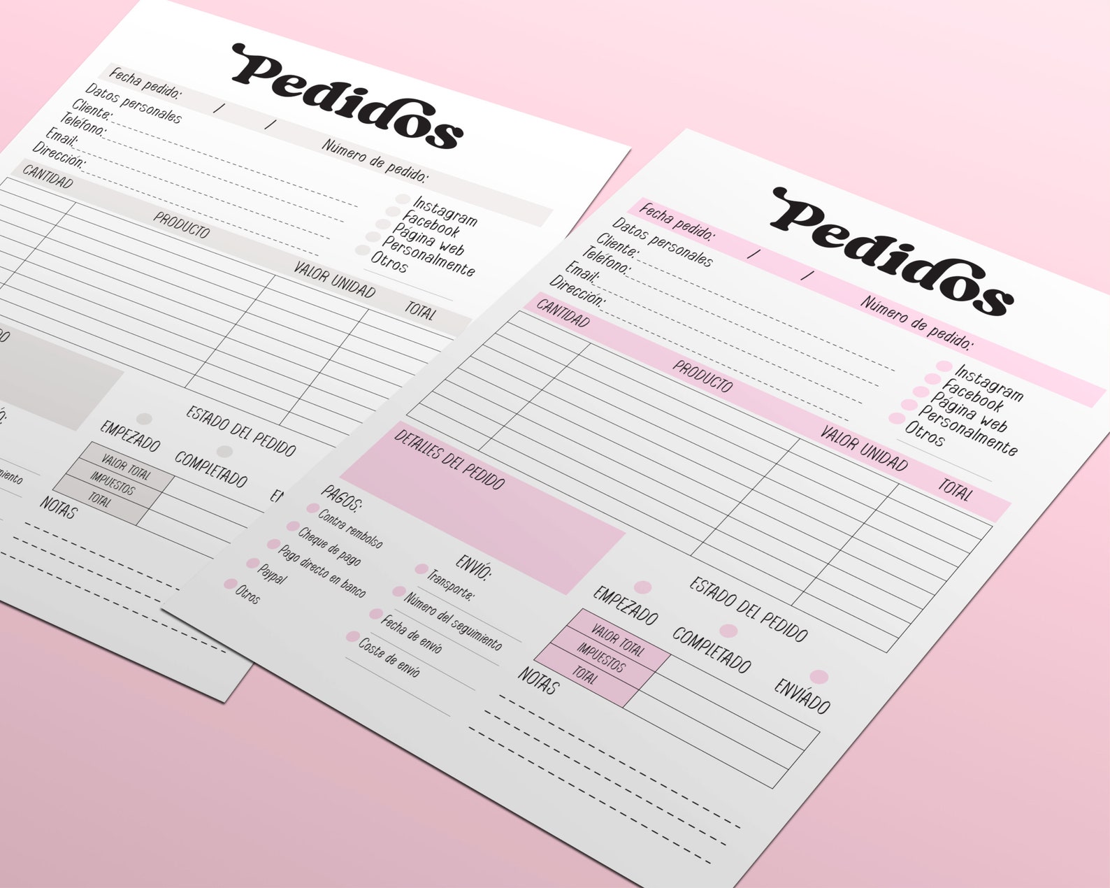 Spanish Printable Order Book: Small Business Sales Tracker (A4 & Letter ...