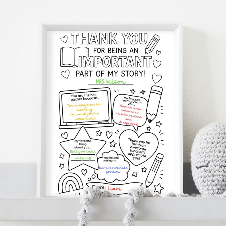 Teacher Appreciation Coloring Page: Printable Thank You Gift (digital ...