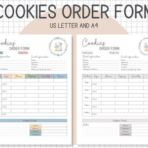 Printable Cookies Order Form Ideal for Home-based Cookie - Etsy