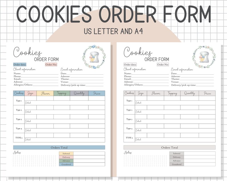 Printable Cookies Order Form Ideal for Home-based Cookie - Etsy