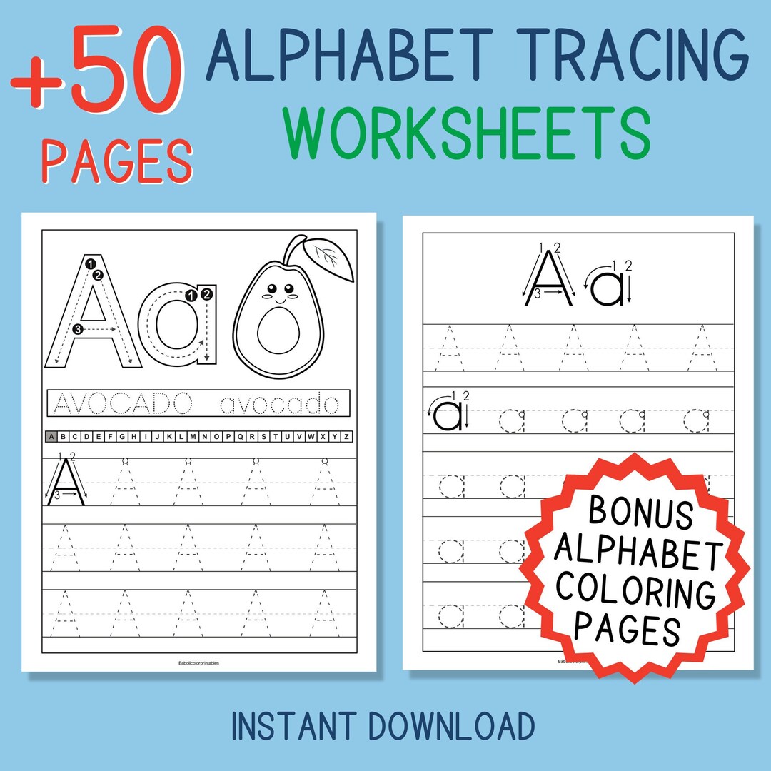 Alphabet Tracing Worksheets: Uppercase & Lowercase Practice (digital ...
