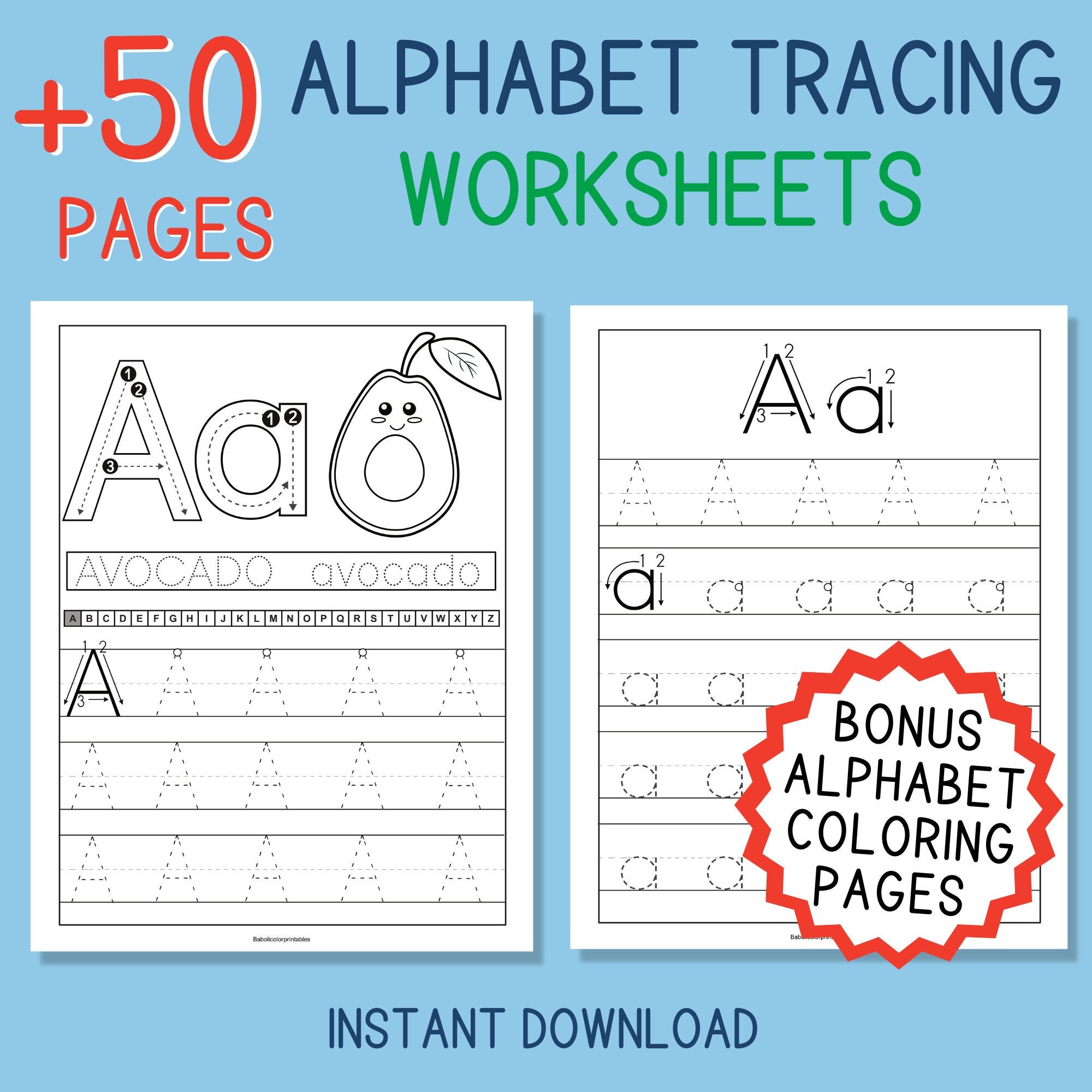 Alphabet Tracing Worksheets: Uppercase & Lowercase Practice (digital ...