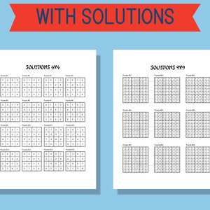 Sudoku for Kids Printable 4x4 9x9 120 Puzzles With Solutions Instant ...