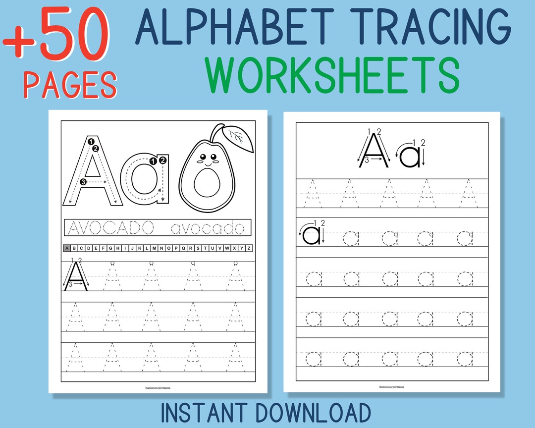 Alphabet Tracing Worksheets Uppercase & Lowercase Letters - Etsy