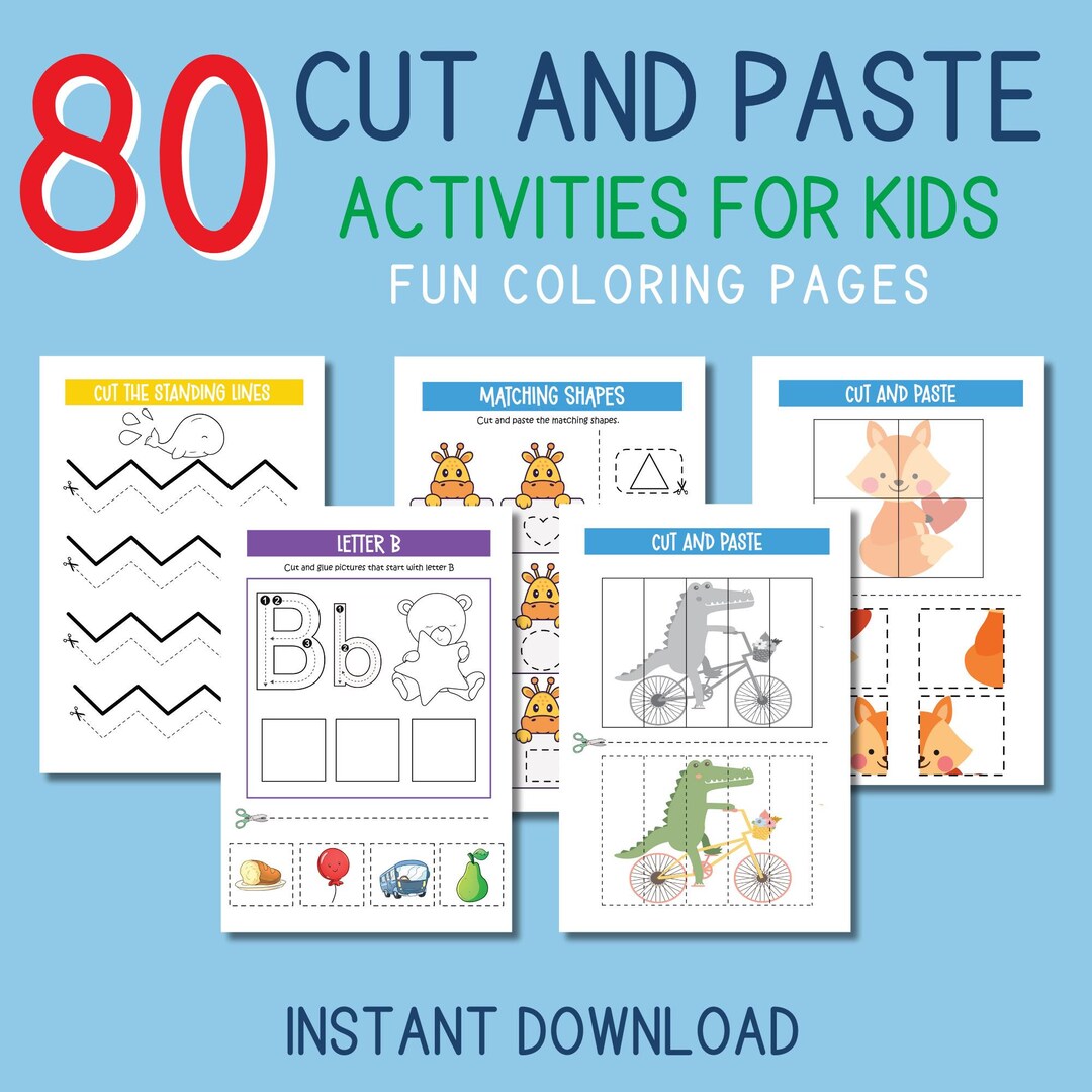 Cut and Paste Activity Book: Fun Scissor Skills for Kids (PDF) - Etsy
