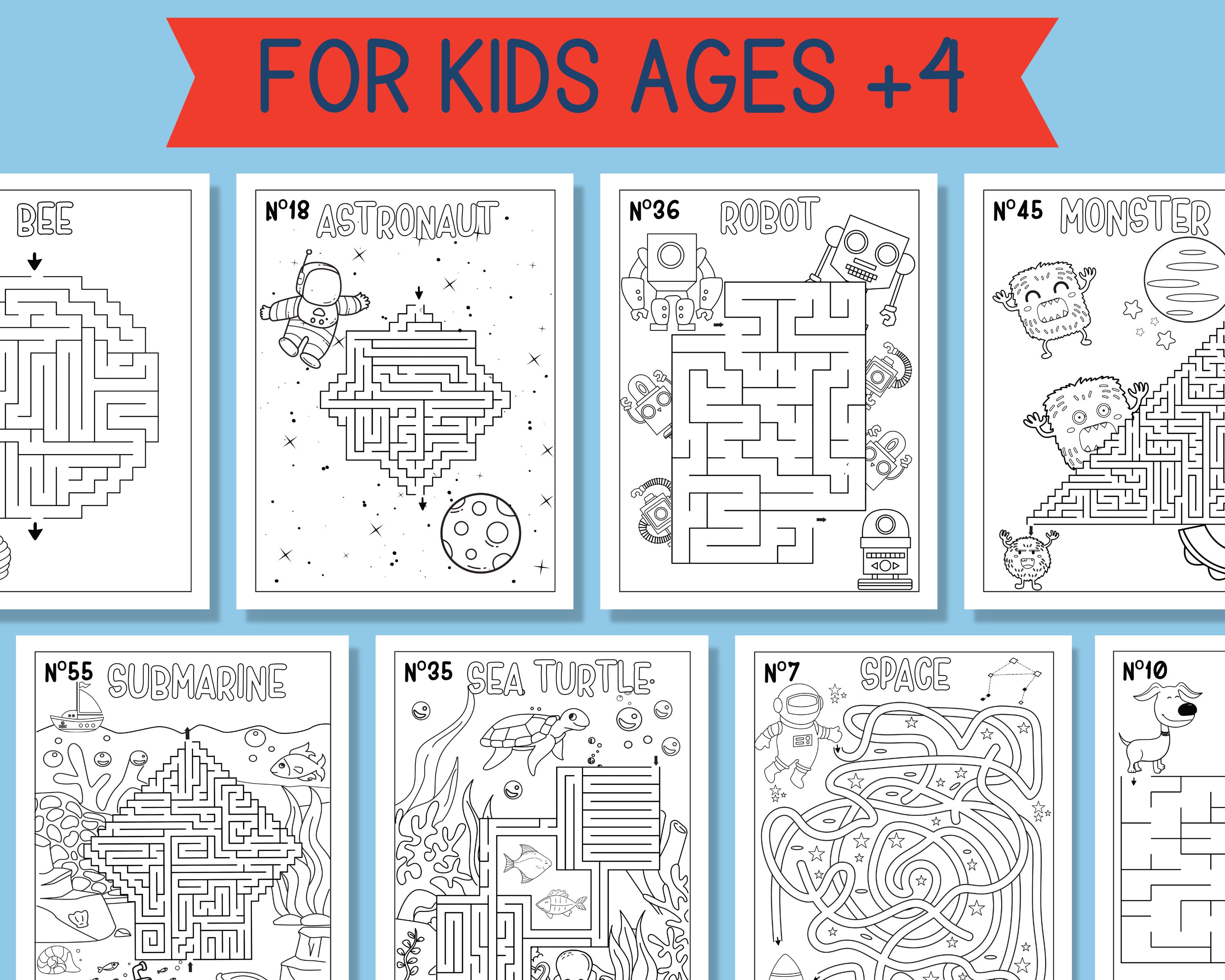 80 Printable Kids Mazes With Solutions | Fun Activities, Coloring Pages ...