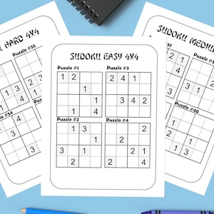 Sudoku for Kids Printable 4x4 9x9 120 Puzzles With Solutions Instant ...