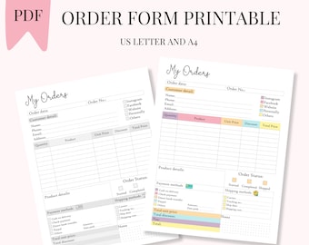 Editable Order Form Template for Small Businesses Keep Track of Your ...