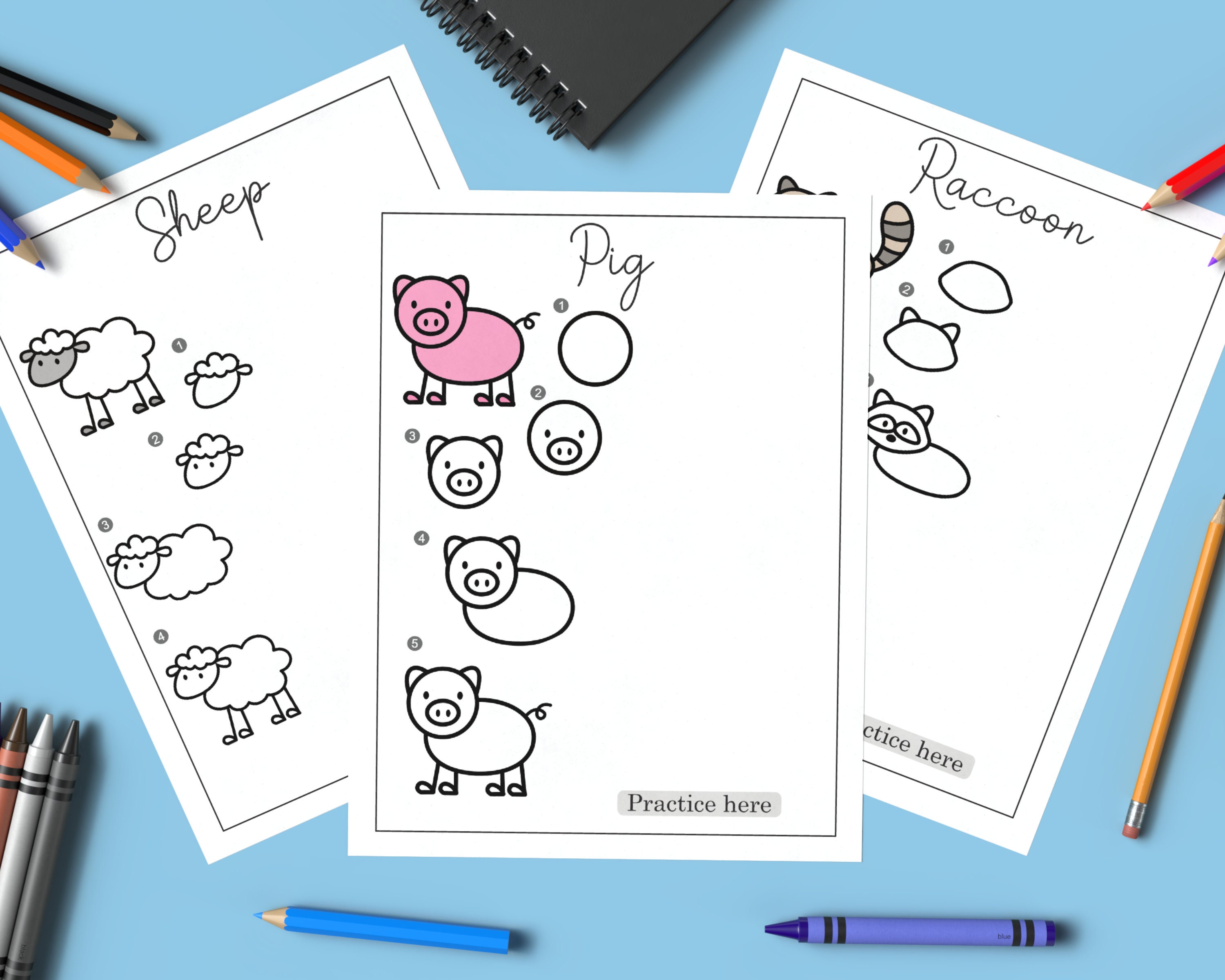 How to Draw Simple Animals for Kids, Printable Pdf Learn to Draw ...