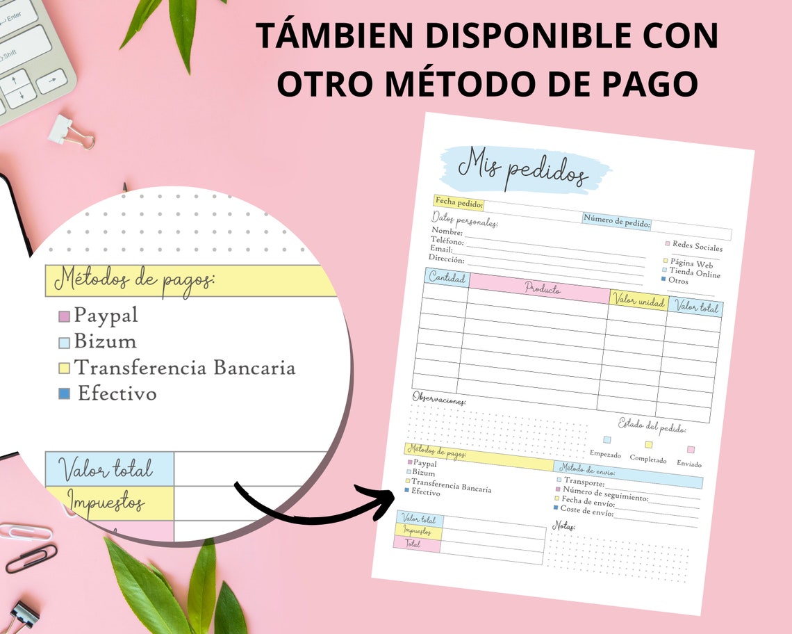 Spanish Printable Order Book: Small Business Sales Tracker (PDF) - Etsy