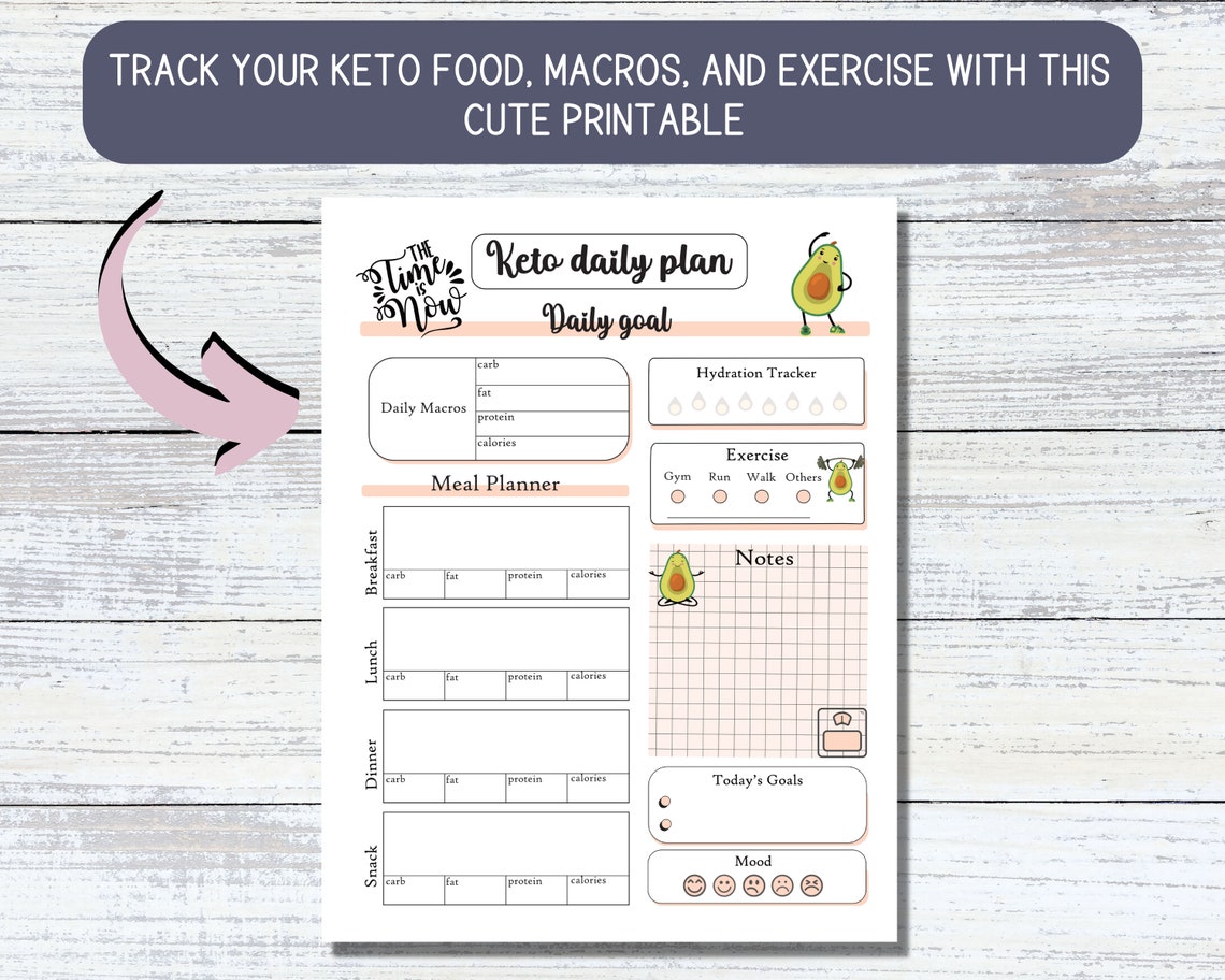 Printable Keto Daily Plan , Macros & Meal Tracking Log Ketogenic Diet ...