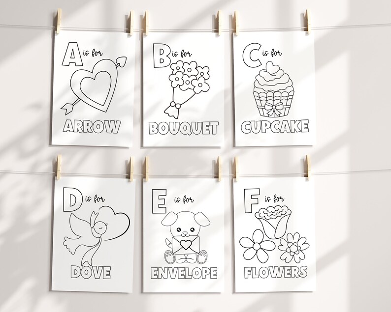 Valentine's Day Alphabet Coloring Book Printable, Valentine's Day ...