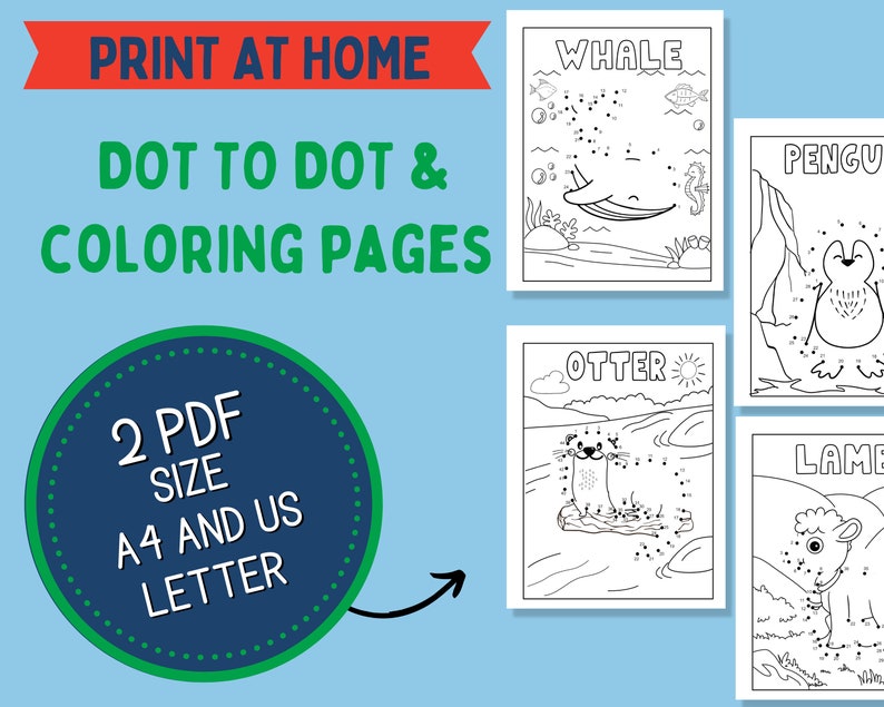 Animal Dot to Dot Printables: Fun Kids Coloring Pages (PDF Download) - Etsy
