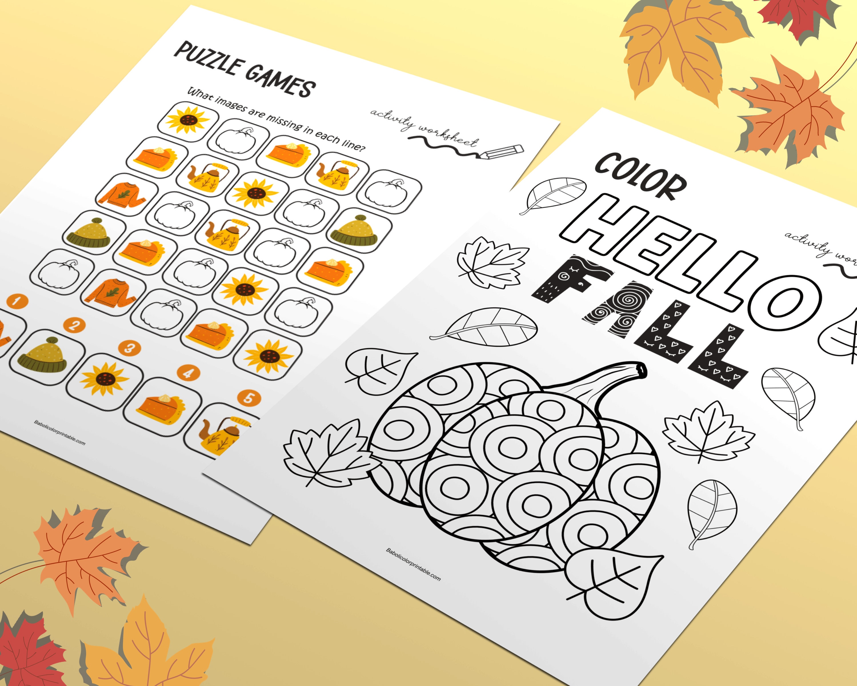 Fall Activity Bundle for Kids: Coloring Pages, Mazes (PDF Download) - Etsy