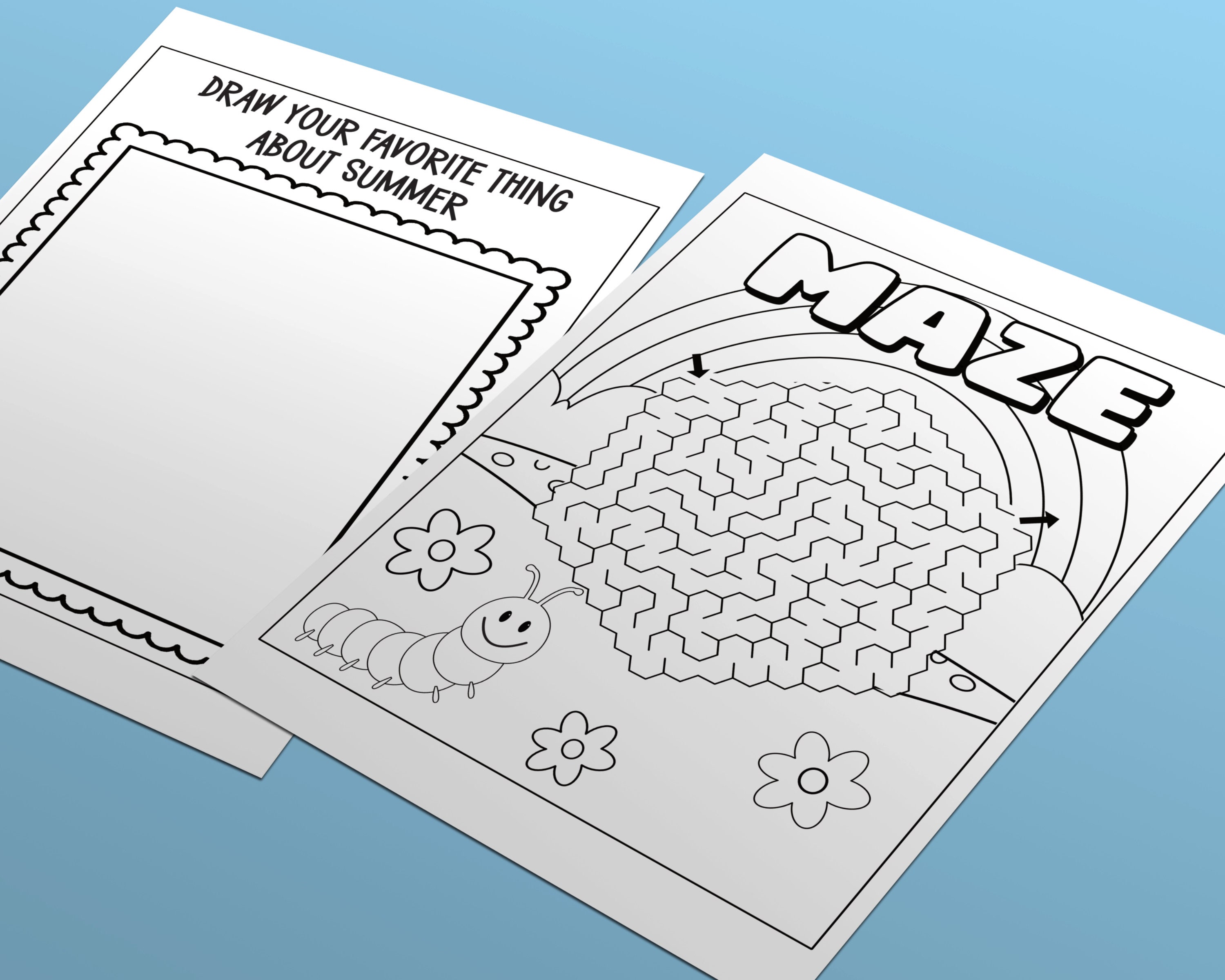 40 Summer Kids Activities: Printable Coloring Pages, Mazes (PDF) - Etsy