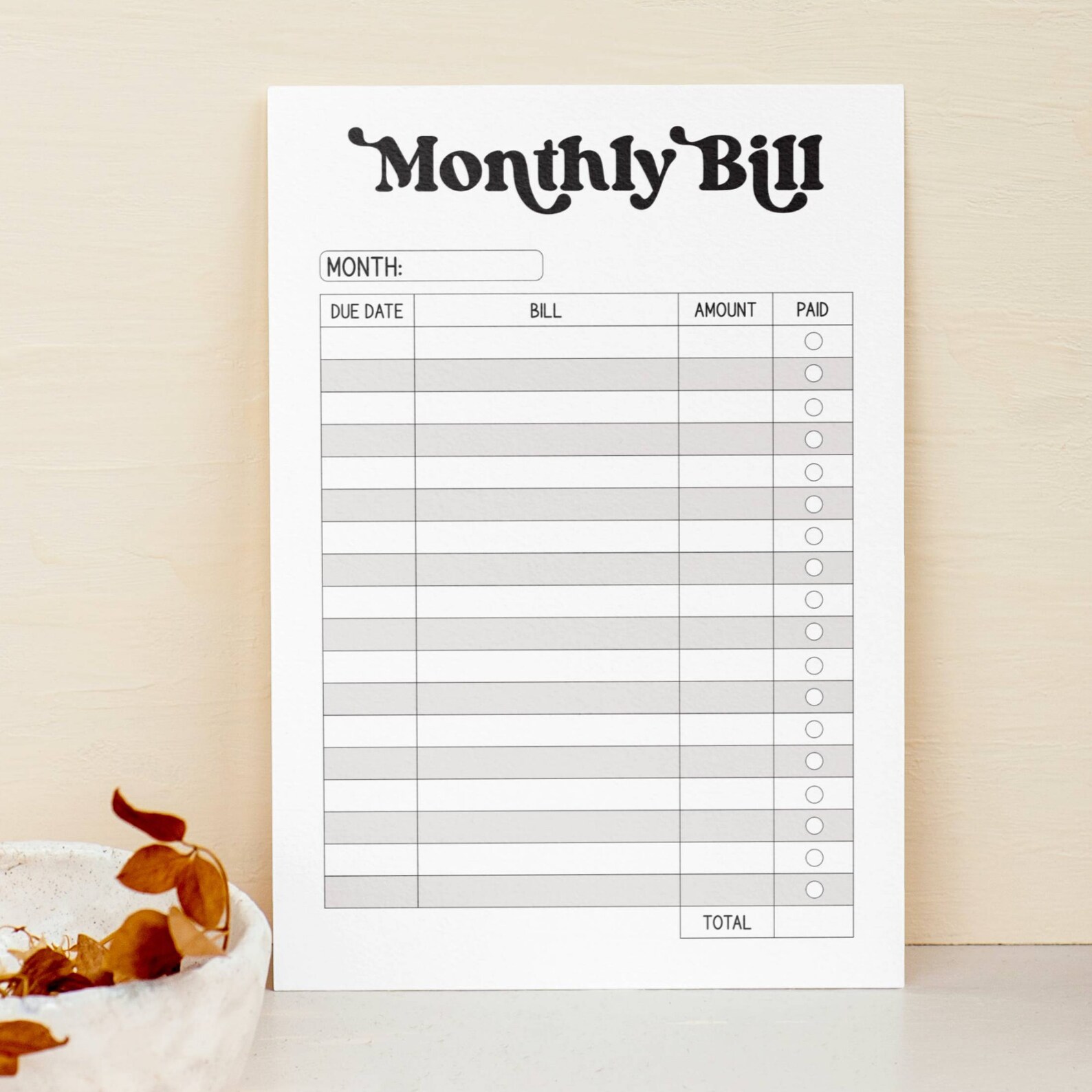 Monthly Bill Tracker Printable, Bill Pay Checklist Organizer, Utility ...