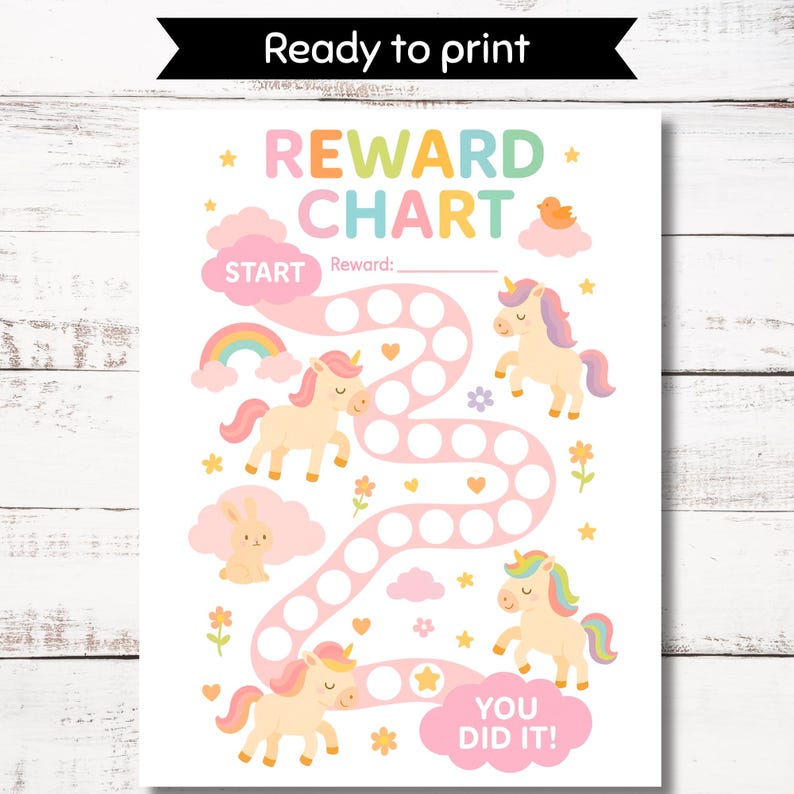Unicorn Reward Chart: Kids Chore Routine (digital Download) - Etsy