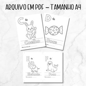 Portuguese ABC Coloring Book: Baby Shower Guest Book (PDF Printable A4 ...