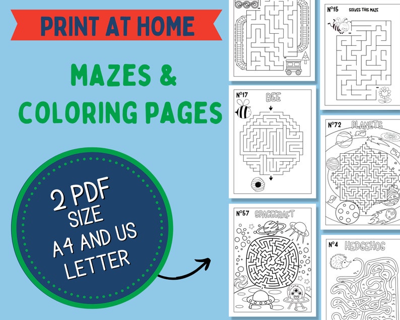 80 Printable Kids Mazes With Solutions | Fun Activities, Coloring Pages ...