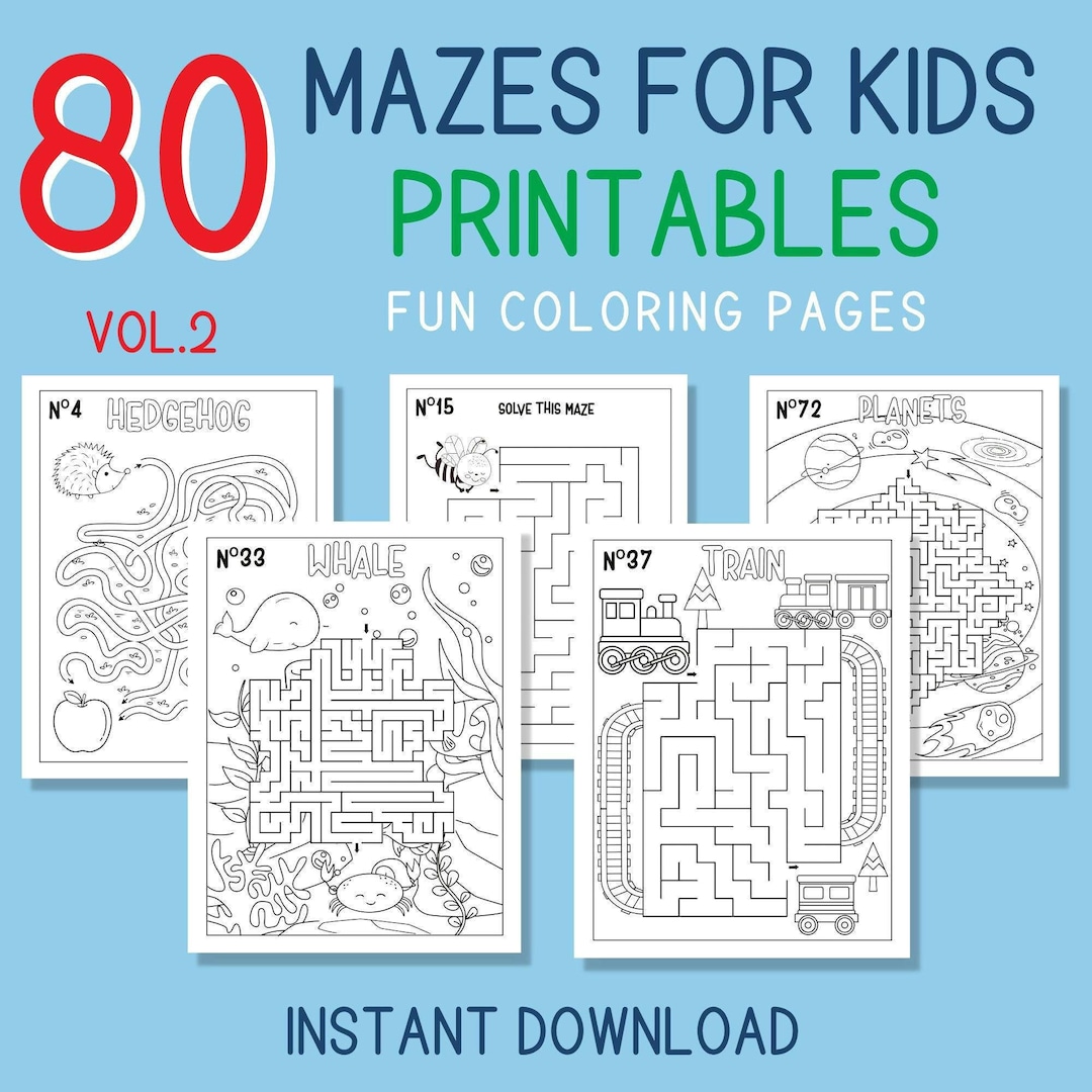 80 Printable Kids Mazes With Solutions | Fun Activities, Coloring Pages ...