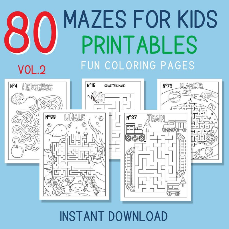 Maze Printable Worksheets - Etsy