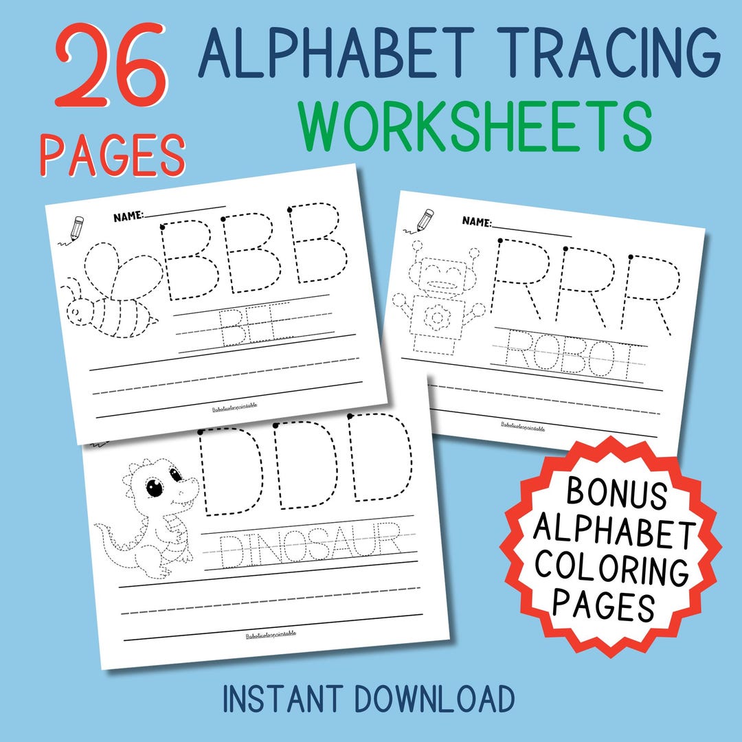 Alphabet Tracing Worksheets for Kids – Uppercase Letters Writing ...